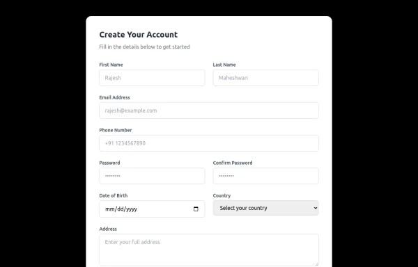 Responsive Form Tailwind Css Example