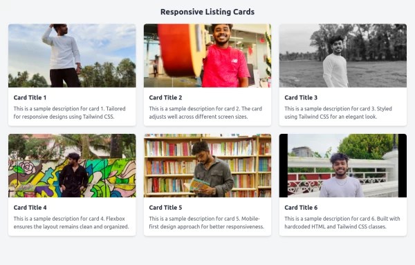 Responsive Tailwind Css Listing Cards Tailwind Css Example