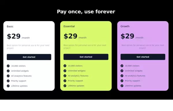 126 Free Pricing Cards Tables And Pages Examples In Tailwind Css