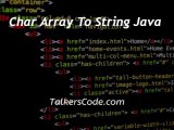 Char Array To String Java