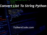 Convert List To String Python