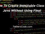 How To Create Immutable Class In Java Without Using Final