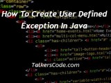 How To Create User Defined Exception In Java