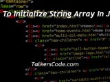 How To Initialize String Array In Java