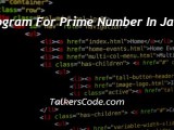 Program For Prime Number In Java