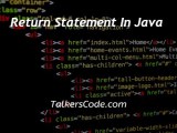 Return Statement In Java