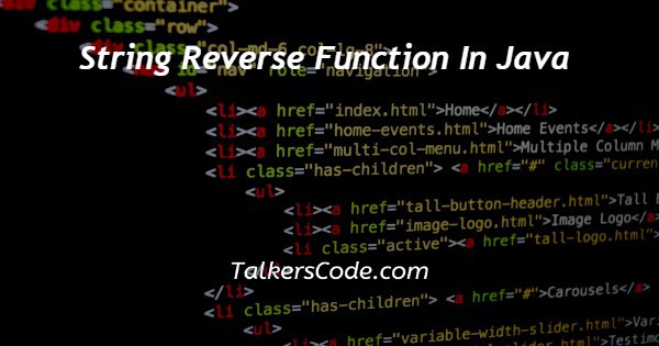 String Reverse Function In Java