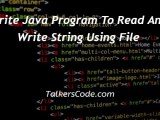 Write Java Program To Read And Write String Using File