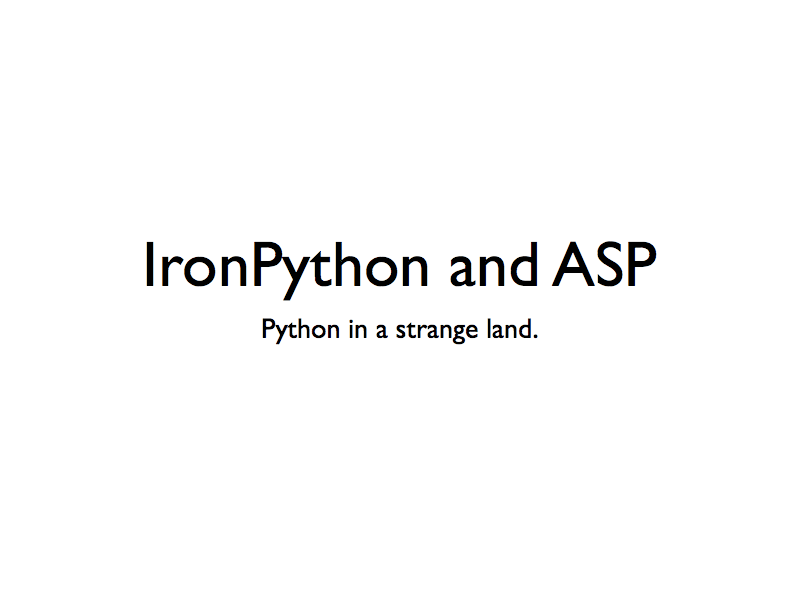 Ironpython And Asp Net