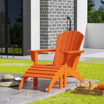 Westintrends Dylan Hdpe Outdoor Patio Adirondack Chair With Ottoman 2