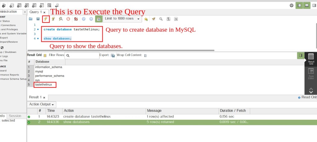 MySQL Workbench How to create database. - Taste The Linux