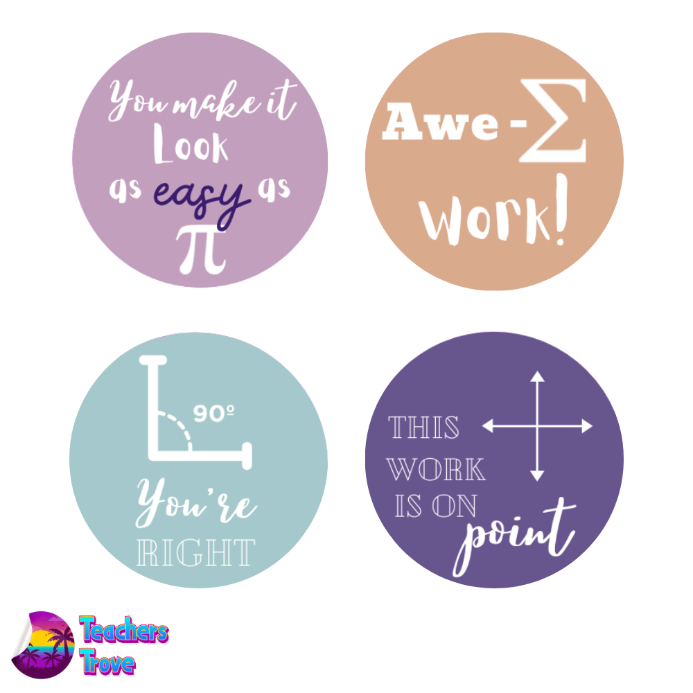 Large Punny Math Sticker Pack - Teachers Trove