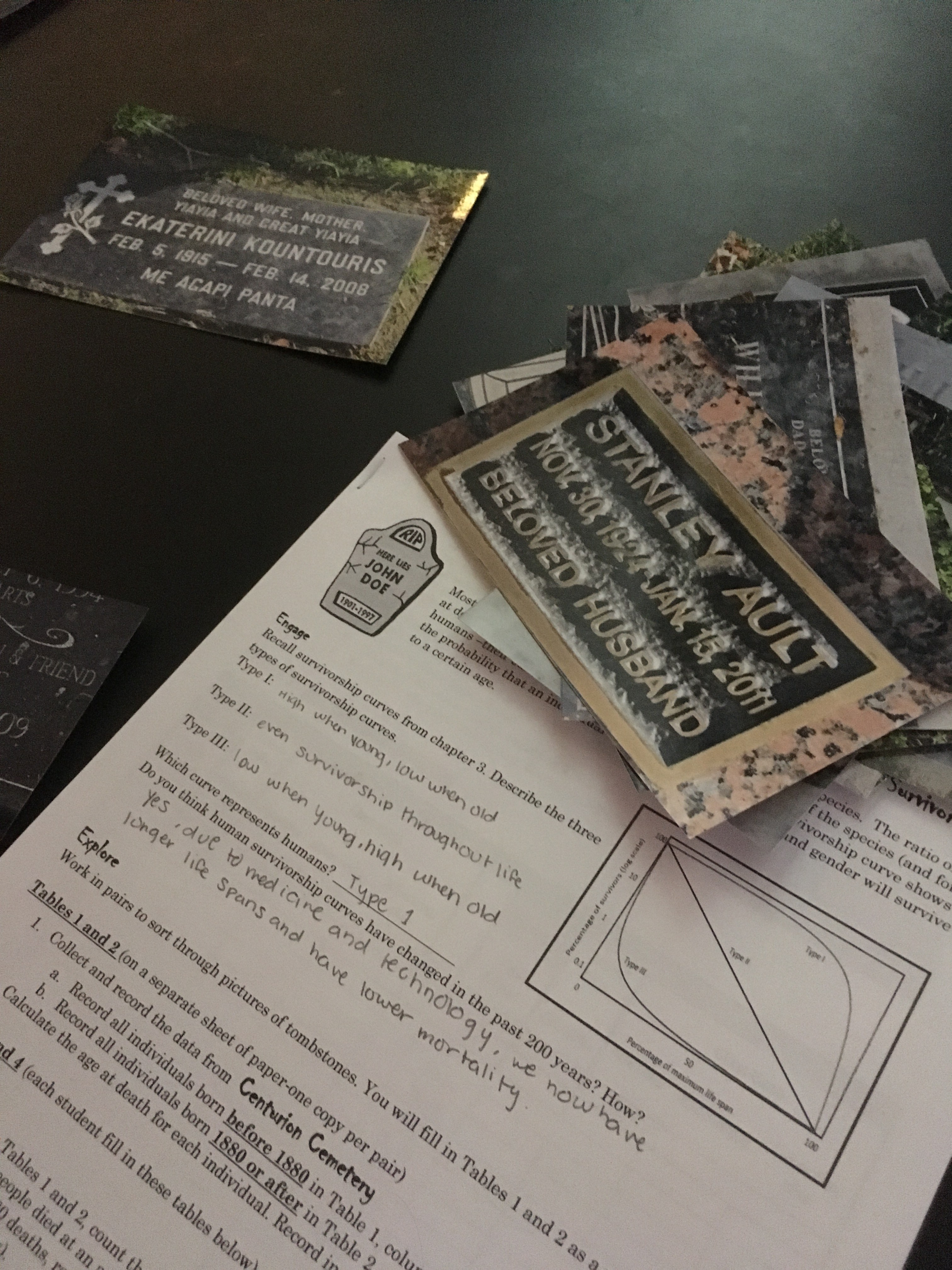 Human Population 5E Lab Using Cemetery Data Part I - Teaching AP® Science