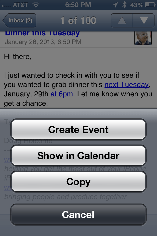 How to quickly create calendar appointments or call someone when a date ...