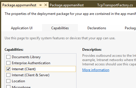 Windows Store apps: StreamSocket connection to localhost – Jesse Johnston