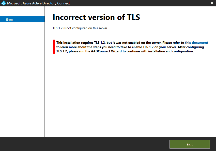 Unable to install Azure AD Connect, TLS 1.2 is required: How to enable ...