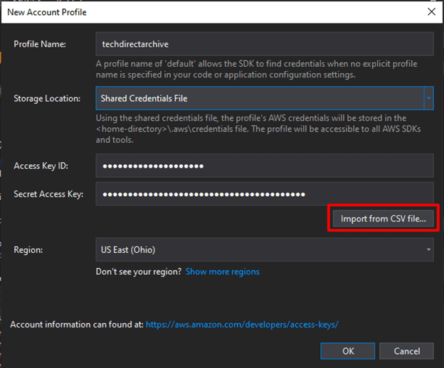 Creating Profiles for your AWS Access Credentials