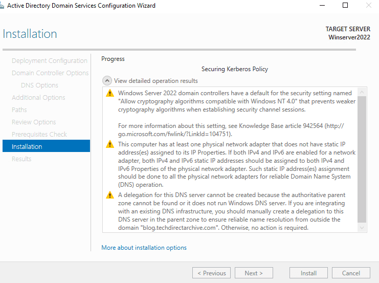 Install and configure Active Directory Domain Services on Windows
