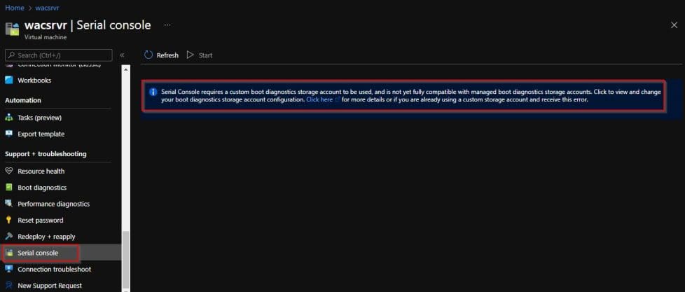 Manage Azure Virtual Machine with Windows Admin Center and Serial Console