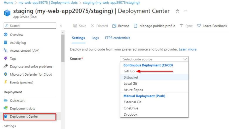 Deploy Code From Github To Azure Apps Services Using Azure Cli