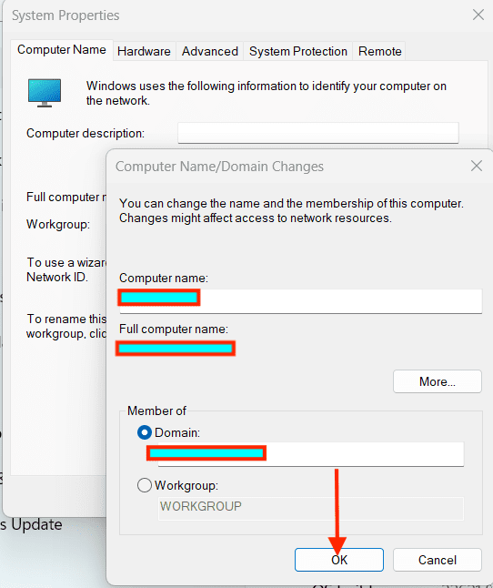 An account with the same name exists in Active Directory
