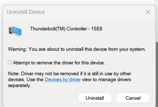 How to resolve this "Thunderbolt" application is not in use anymore and ...