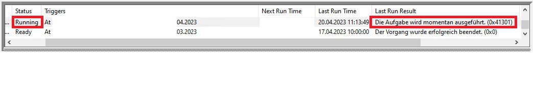 Task Scheduler Shows Task Still Running Despite Successful