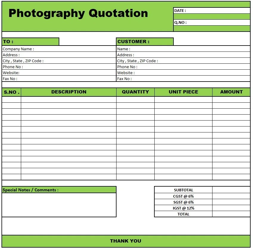 Computer Quotation Format In Excel Free Download | Download Quotation ...