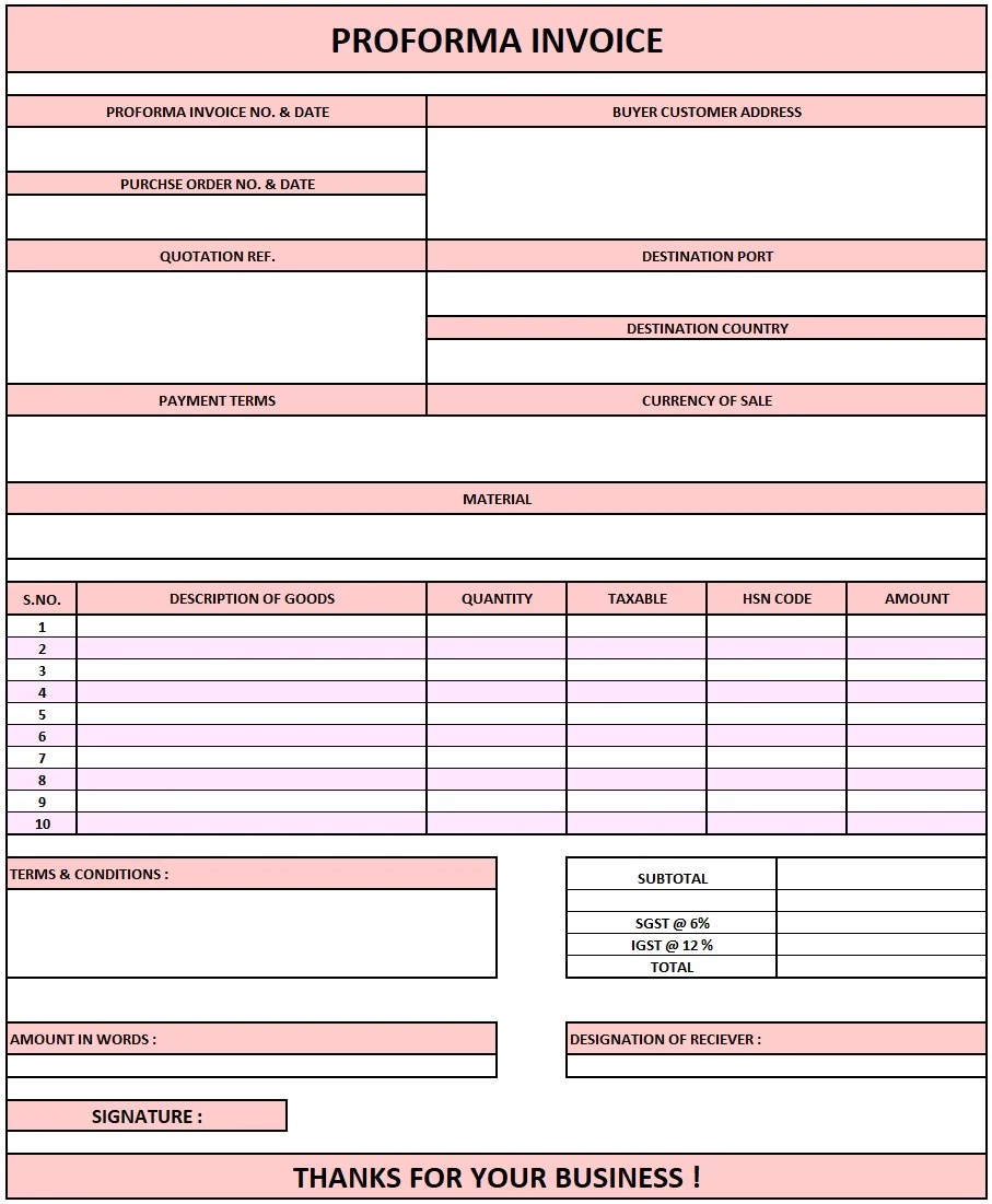 Proforma Invoice In Quickbooks | Download Proforma Invoice In Excel