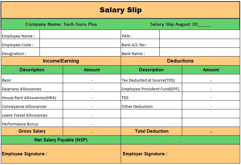 Salary Slip Generator Using Excel Format | Salary Slip Format In Excel ...