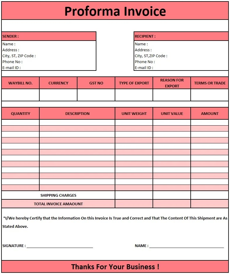 Proforma Invoice And Quotation | Download Proforma Invoice In Excel