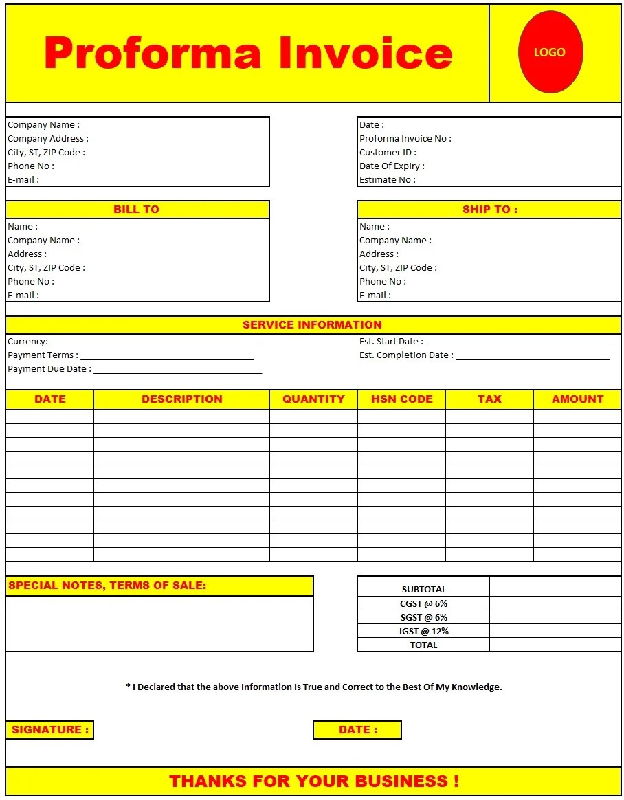 Function Of Proforma Invoice | Download Proforma Invoice In Excel