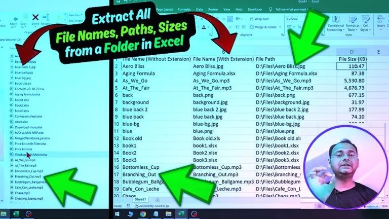 How to Extract All File Names, Paths, and Sizes from a Folder in Excel ...