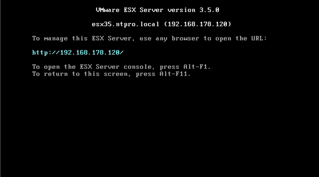 VMware ESX Service Console screen doesn't show the correct IP address.