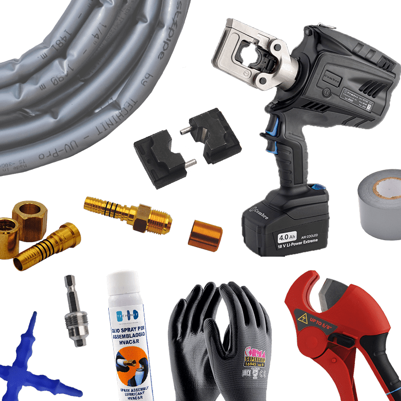 Starter Kit 1/4 + 3/8" FastPipe® with battery crimping tool - Techinit