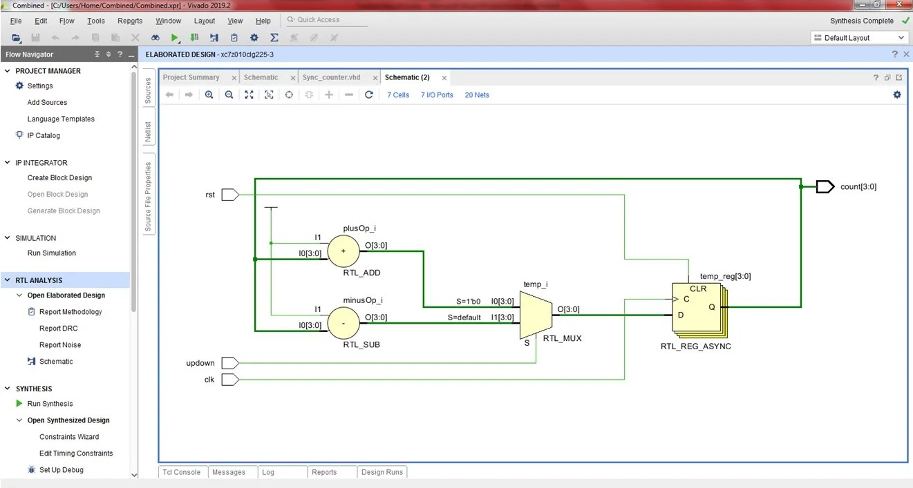 VHDL code for synchronous counters: Up, down, up-down (Behavioral)