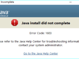 What Is Java Error Code 1603 Quick Fix