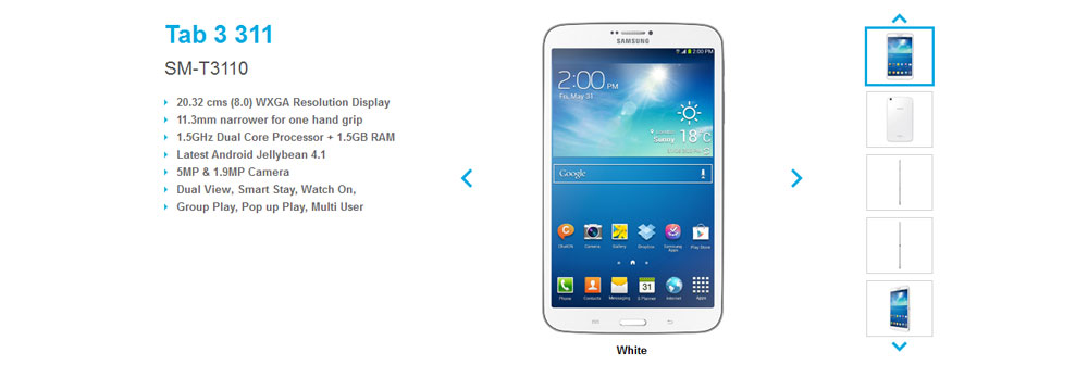 8-inch Galaxy Tab 3 311 (3G variant) and 310 (WiFi only) launched in ...