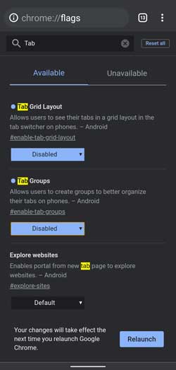 Update How To Disable Grid Layout And Tab Group On Chrome For Android