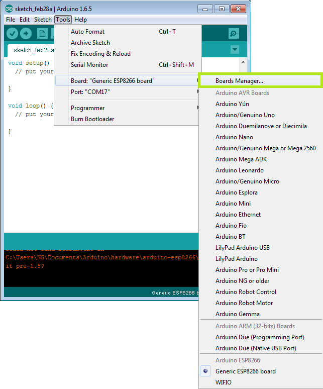 ESP8266: uploading code from Arduino IDE - techtutorialsx