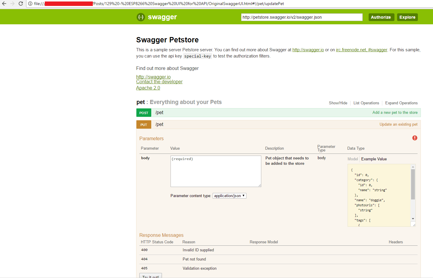 ESP8266: Adding Swagger UI to REST API - techtutorialsx