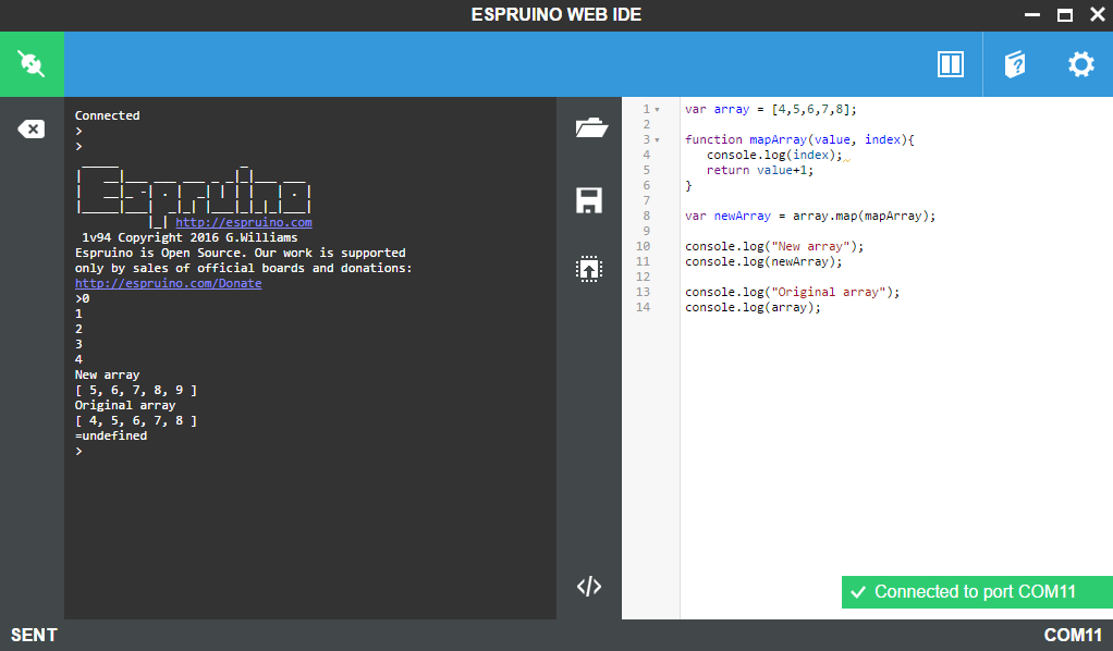 ESP32 Espruino: Array map method – techtutorialsx