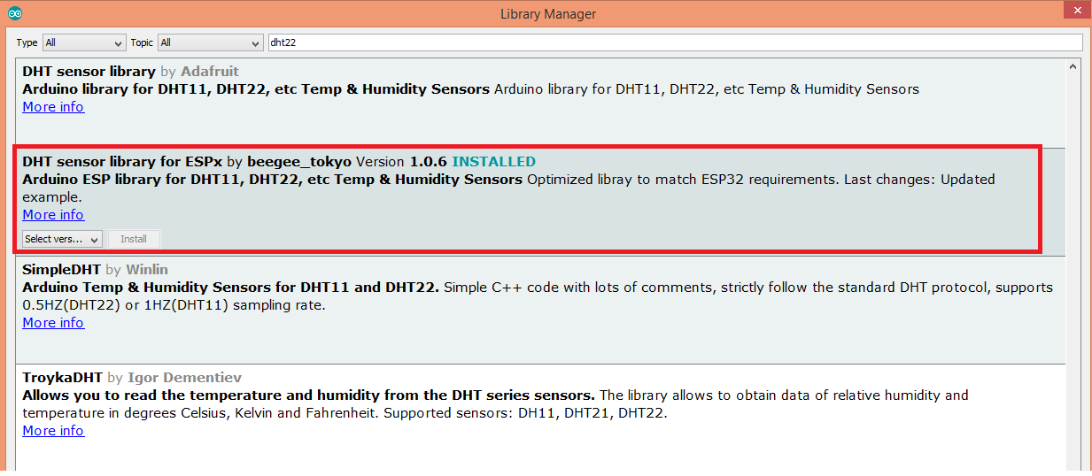 ESP32 Arduino: Getting temperature from a DHT22 sensor - techtutorialsx
