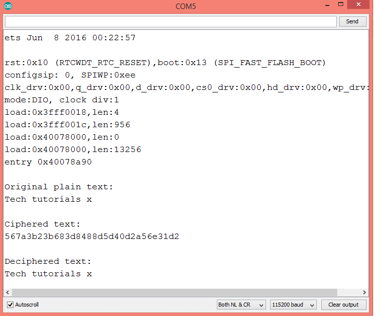 ESP32 Arduino: Decrypt AES-128 in ECB mode - techtutorialsx
