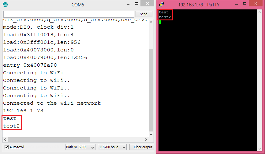 Esp32 Socket Server Connecting From A Putty Socket Client Techtutorialsx