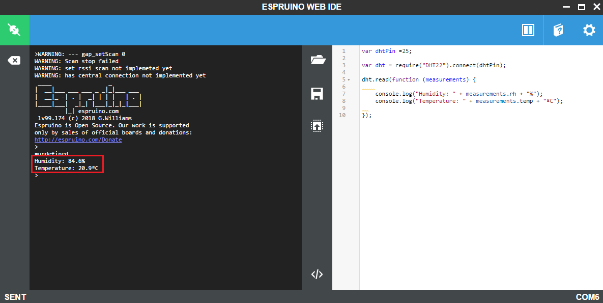 ESP32 Espruino DHT22: Getting temperature and humidity - techtutorialsx