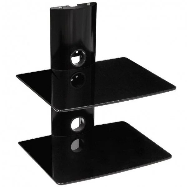 PROTECH 2-Tier DVD/Receiver/STB Wall Mount Glass Shelf Unit(BLACK)