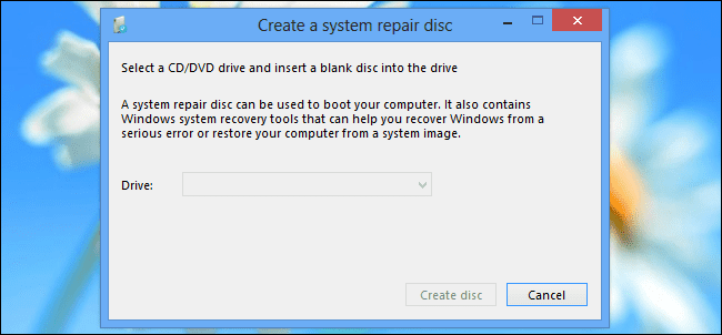 Create System Repair Disc and Recovery Drive in Windows 8