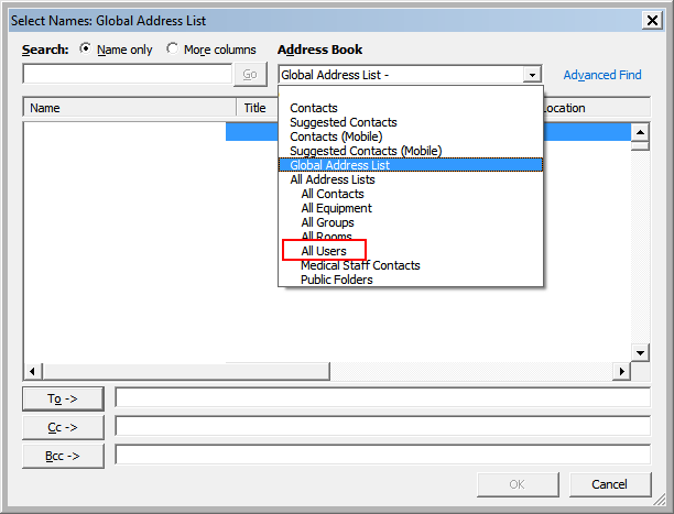 USER APPEARS IN “ALL USERS” LIST BUT NOT IN GLOBAL ADDRESS LIST (GAL ...