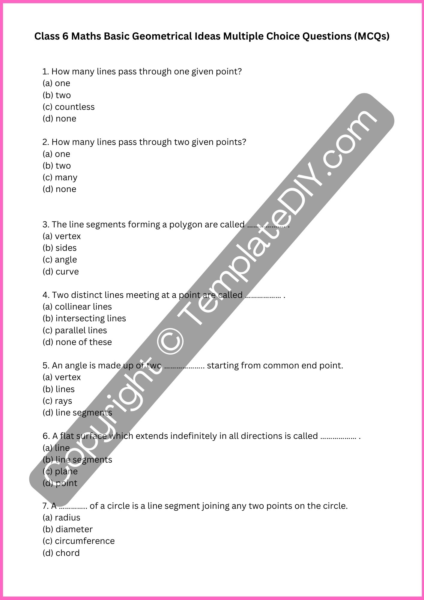 6th Grade Math Worksheets Printable Template PDF, Word